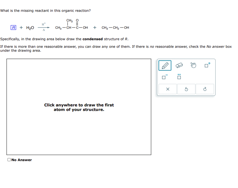Solved What is the missing reactant in this organic | Chegg.com