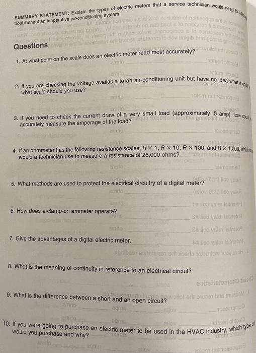 Solved SUMMARY STATEMENT: Explain the types of electric | Chegg.com