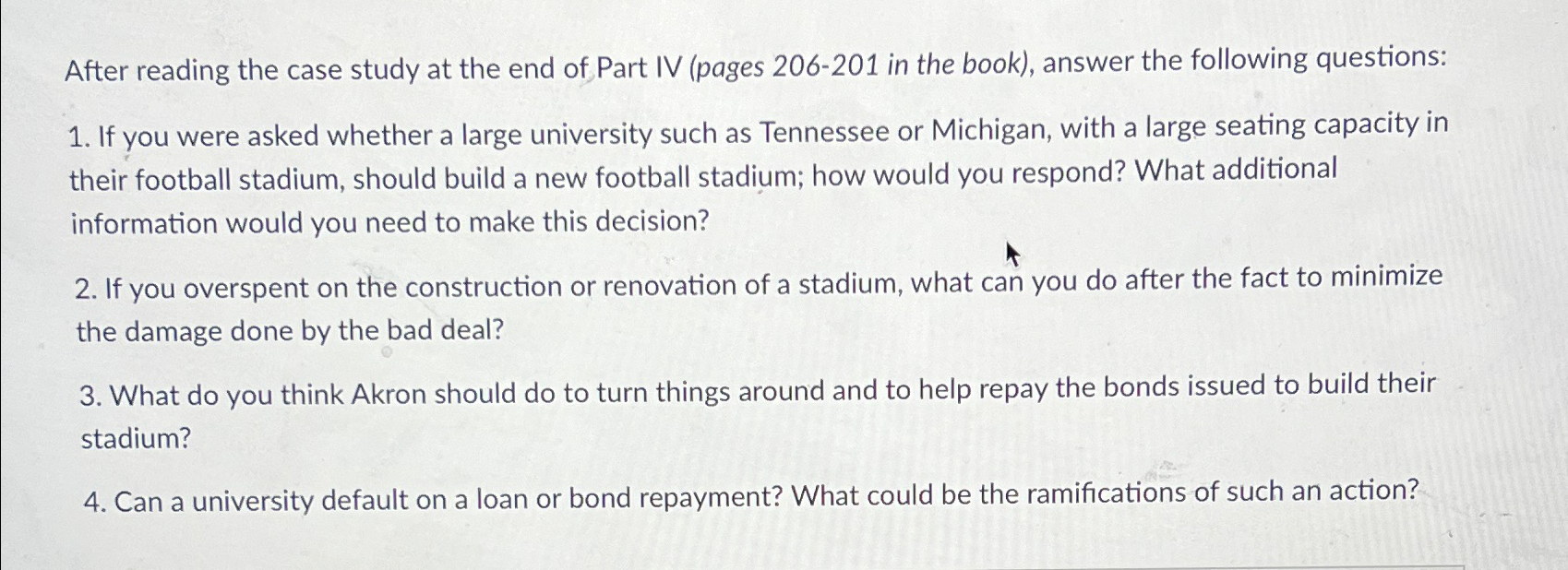 Solved After reading the case study at the end of Part IV | Chegg.com