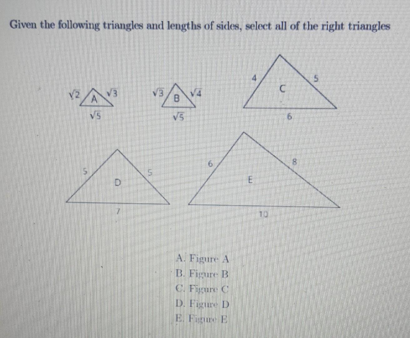 Solved Given the following triangles and lengths of sides, | Chegg.com