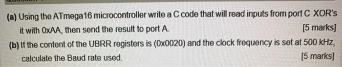 Solved A Using The Atmega16 Microcontroller Write A C Code 8423