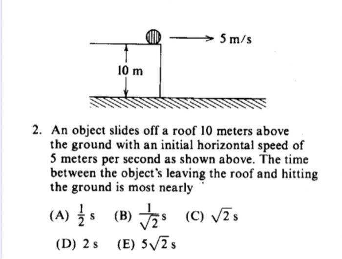 Solved 2. An object slides off a roof 10 meters above the | Chegg.com