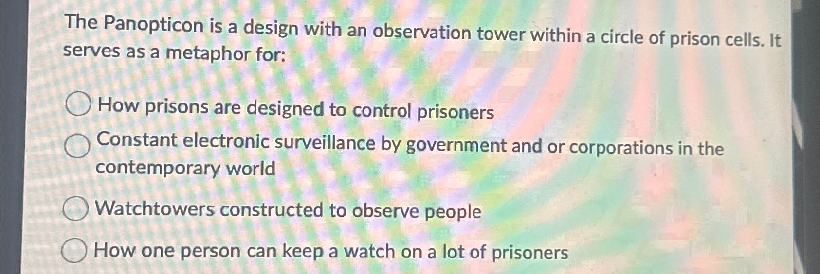 Solved The Panopticon is a design with an observation tower | Chegg.com