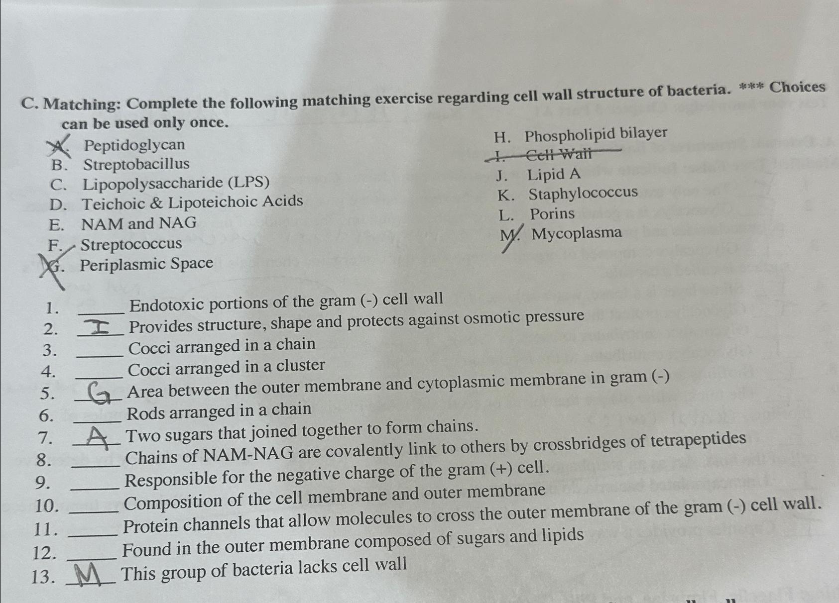 Solved C. ﻿Matching: Complete the following matching | Chegg.com