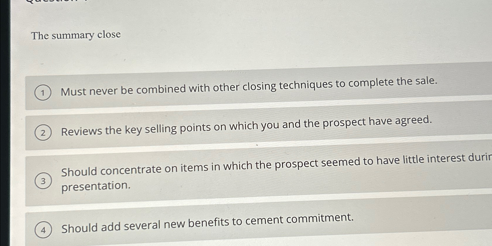 Solved The summary closeMust never be combined with other | Chegg.com