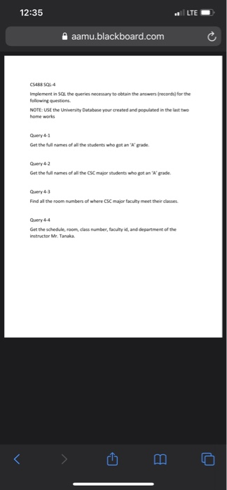 Solved 12:35 LTE aamu.blackboard.com CSABB SOL-4 Implement | Chegg.com