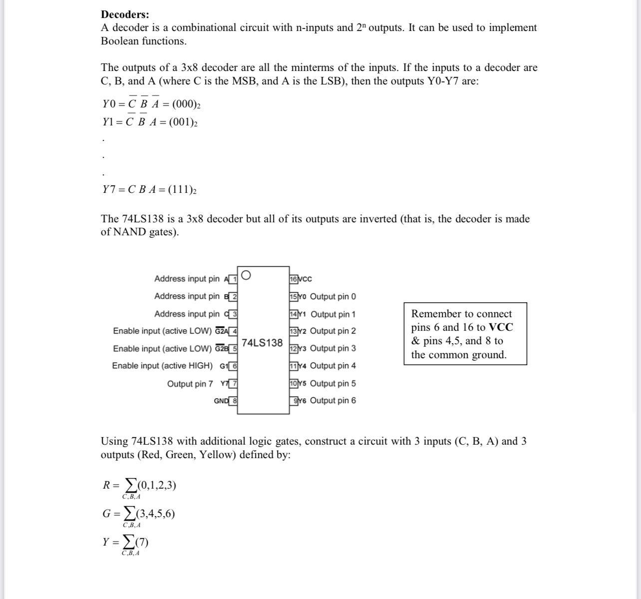 Solved Decoders:A decoder is a combinational circuit with | Chegg.com