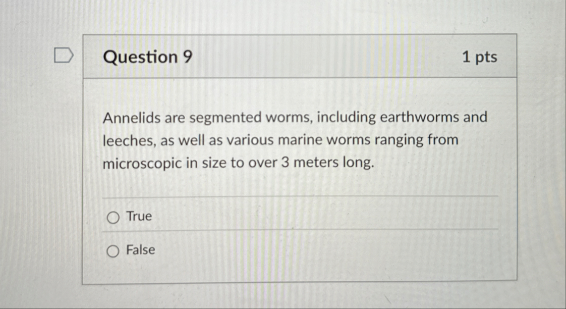 Solved Question 91 ﻿ptsAnnelids are segmented worms, | Chegg.com
