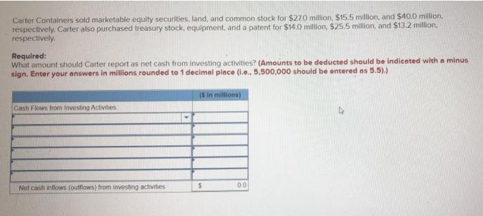 Solved Carter Containers sold marketable equity securities, | Chegg.com