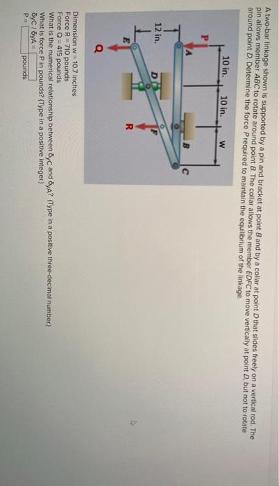 Solved A two-bar linkage shown is supported by a pin and | Chegg.com