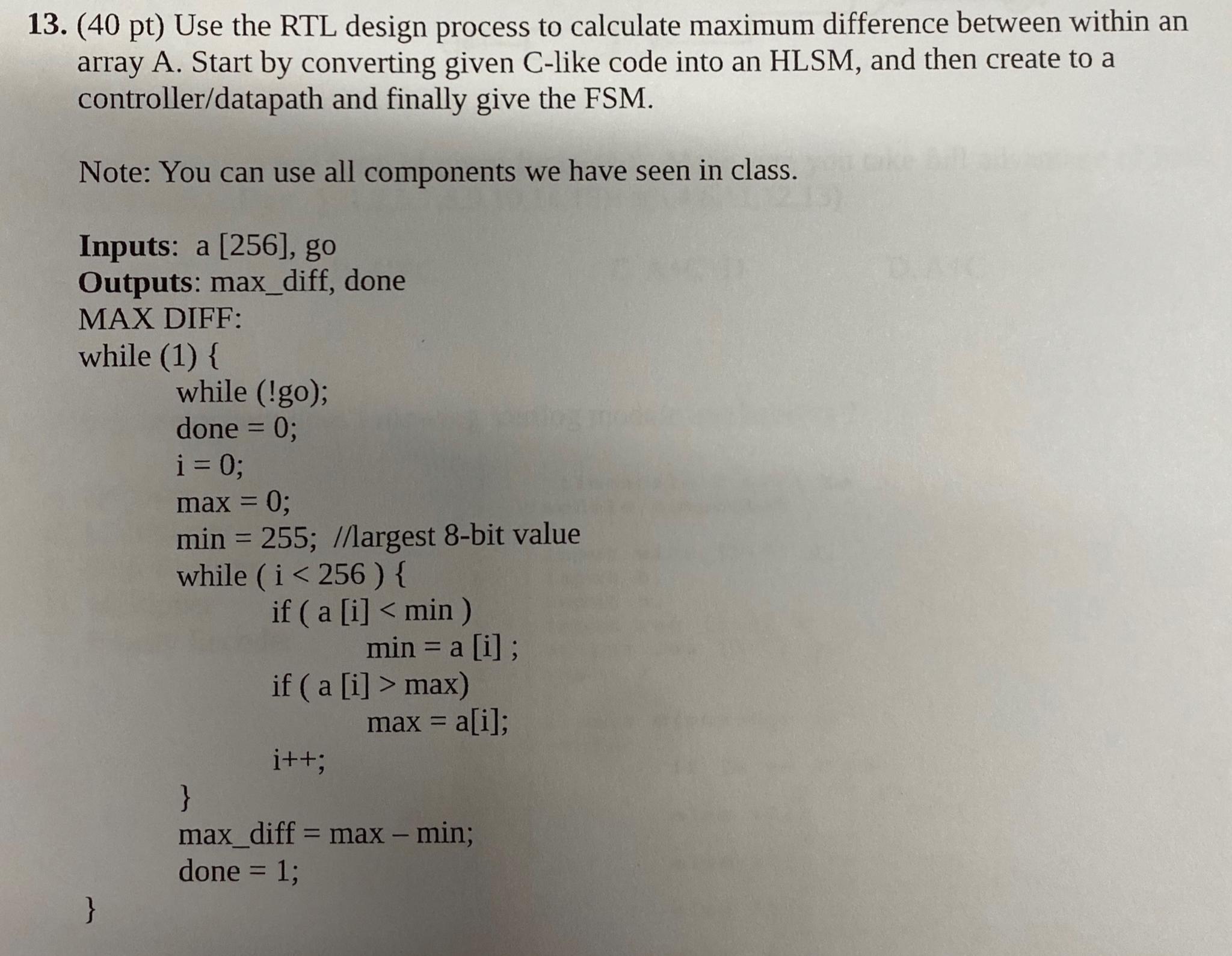 Solved (40 ﻿pt) ﻿Use the RTL design process to calculate | Chegg.com