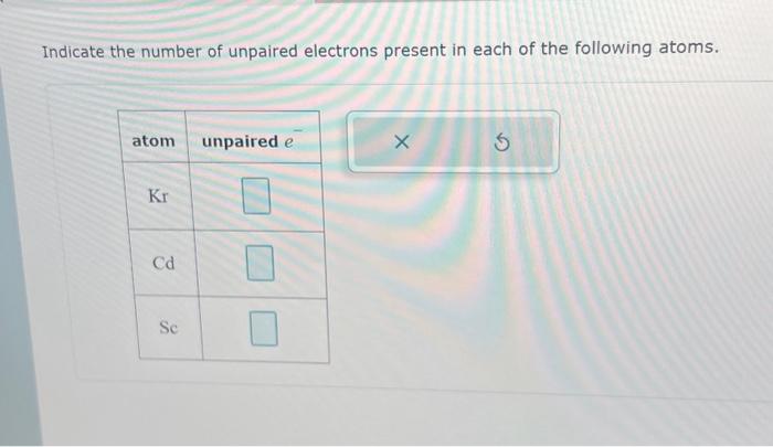Solved Indicate the number of unpaired electrons present in | Chegg.com