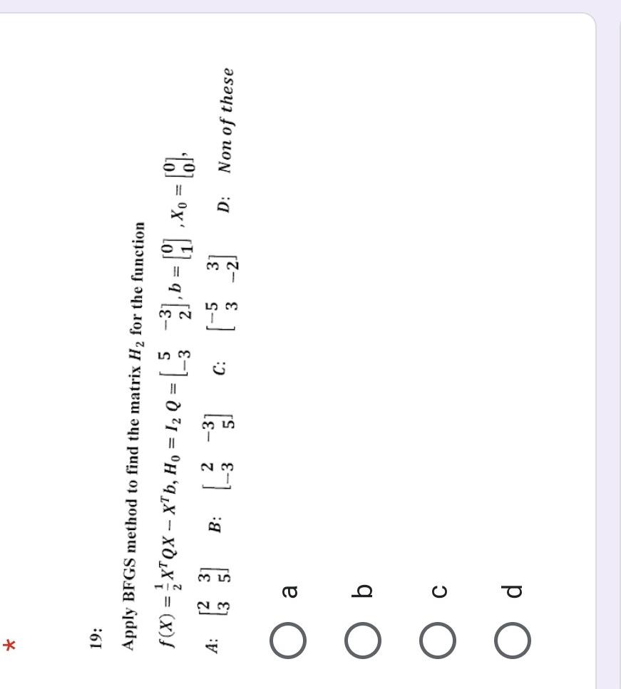 19 Apply Bfgs Method To Find The Matrix H2 For The