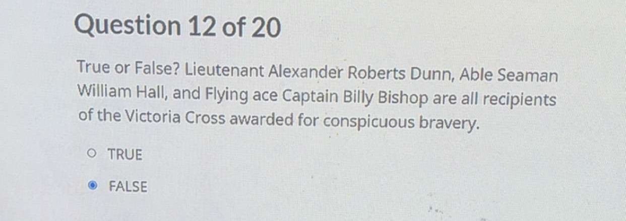 Solved Question 12 ﻿of 20True or False? Lieutenant Alexander | Chegg.com