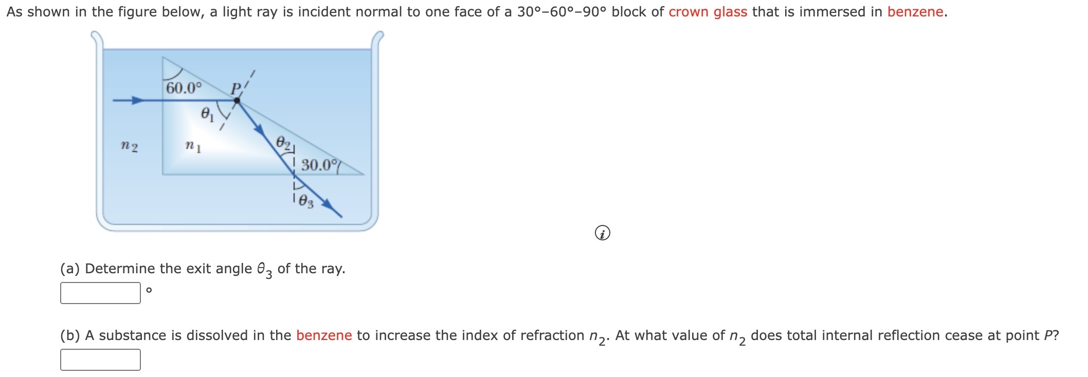 Solved As shown in the figure below, a light ray is incident | Chegg.com