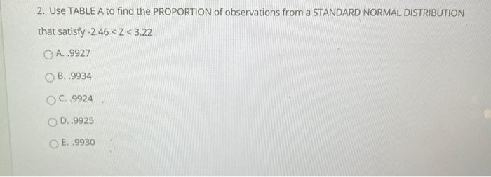 Solved USE TABLE A TO ANSWER QUESTIONS 1, 2, 3, and 4 BELOW. | Chegg.com