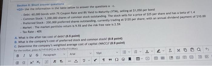 Solved Section II: Short answer questions
