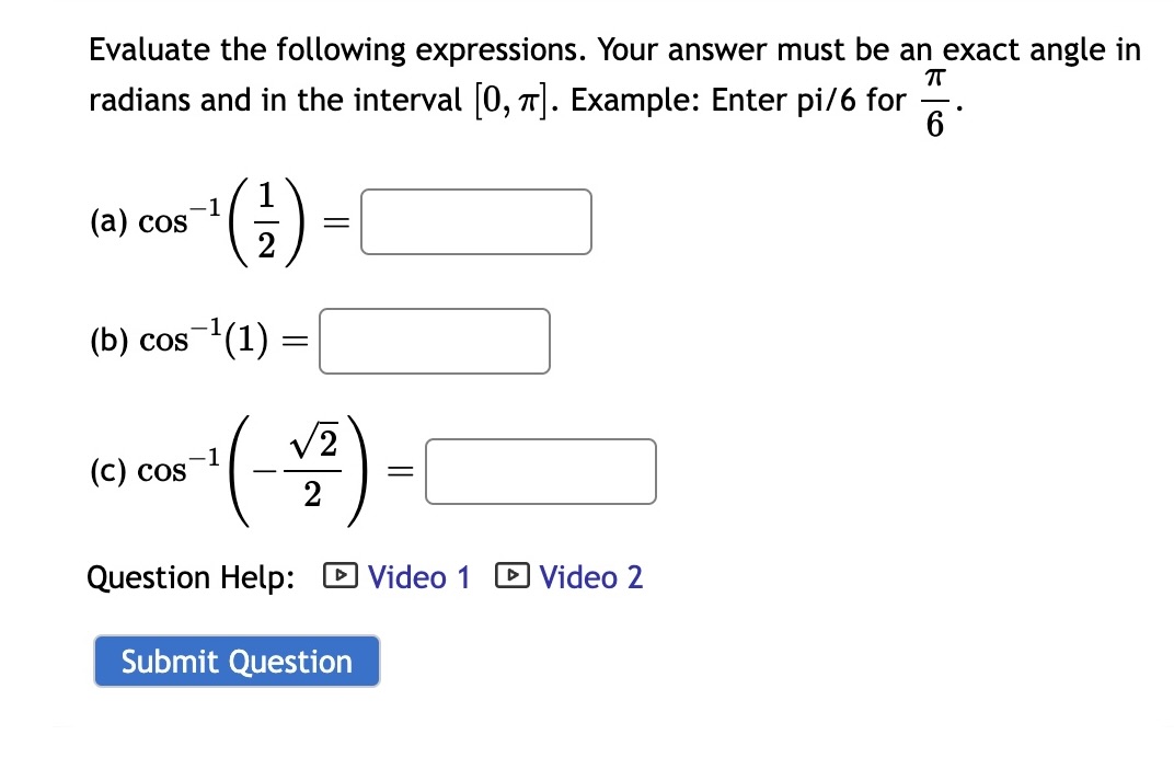 Solved Evaluate the following expressions. Your answer must | Chegg.com