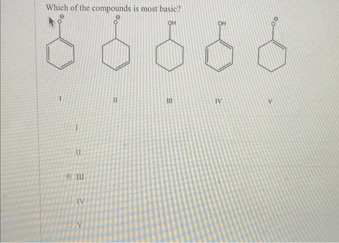 Solved Which of the compounds is most basic? I II III IV V | Chegg.com