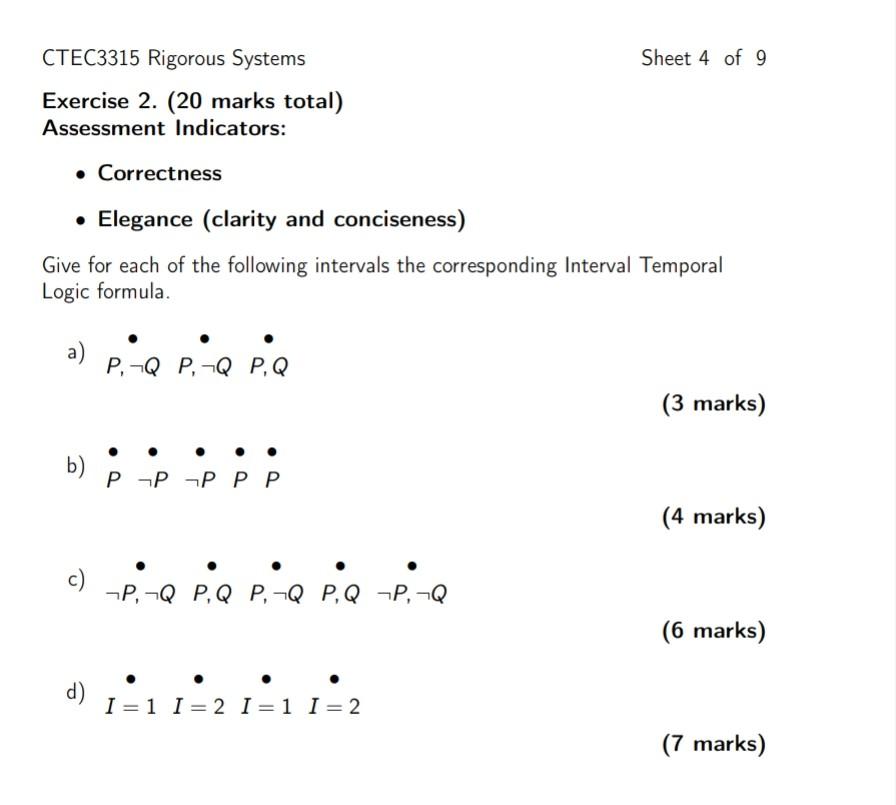 CTEC3315 Rigorous Systems Sheet 4 of 9 Exercise 2. | Chegg.com