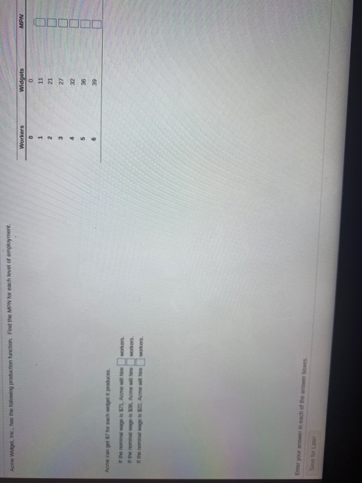 Solved Acme Widget, Inc. has the following production | Chegg.com