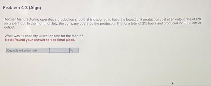 Solved Hoosier Manufacturing operates a production shop that | Chegg.com