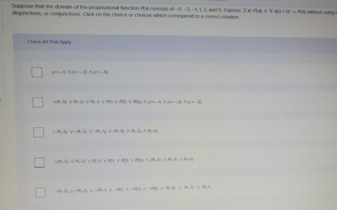 Solved Suppose that the domain of the propositional function | Chegg.com