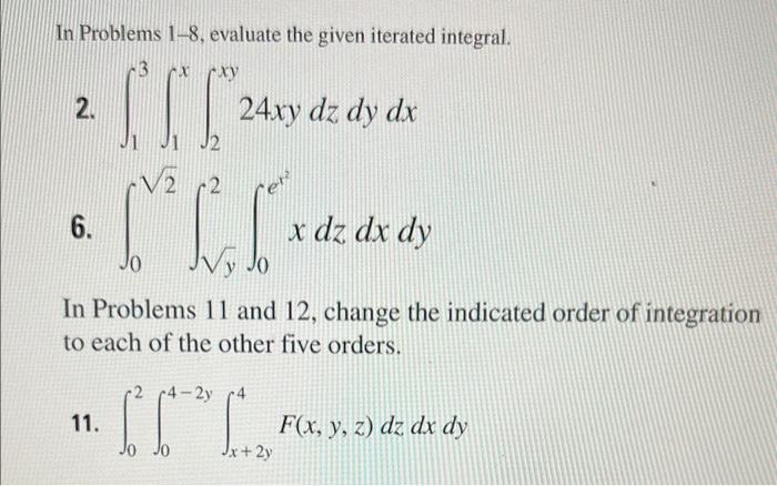Solved In Problems 1−8, evaluate the given iterated | Chegg.com