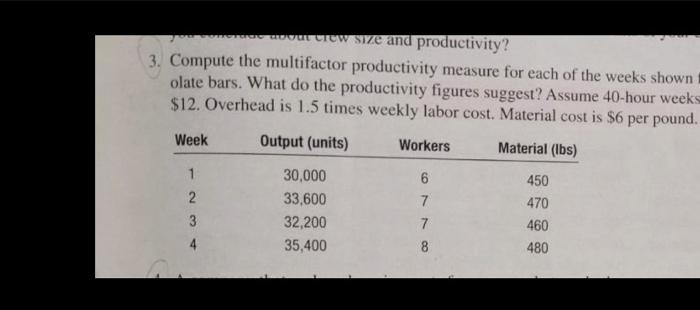 Solved 3. Compute the multifactor productivity measure for | Chegg.com
