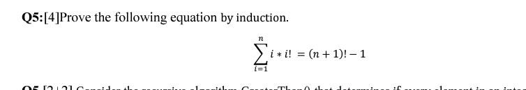 Q5:[4]Prove the following equation by induction. | Chegg.com