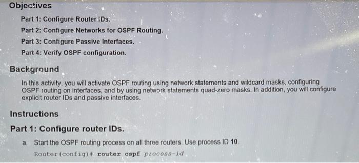 Packet Tracer - Point-to-Point Single-Area OSPFv2 | Chegg.com
