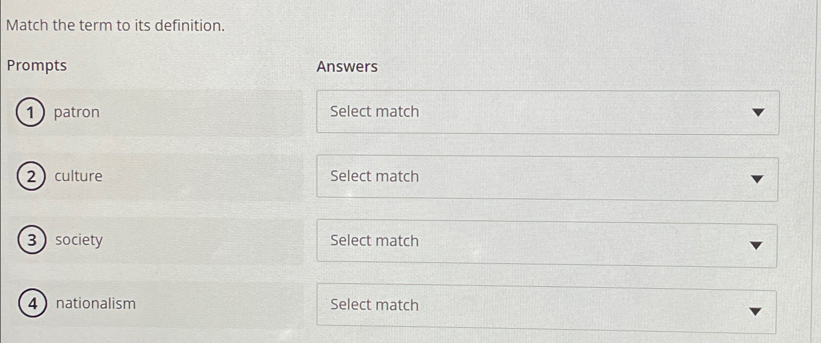 Solved Match the term to its | Chegg.com