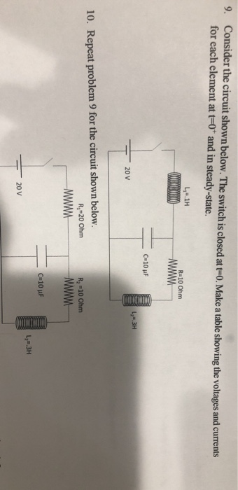 Solved 9. Consider the circuit shown below. The switch is | Chegg.com