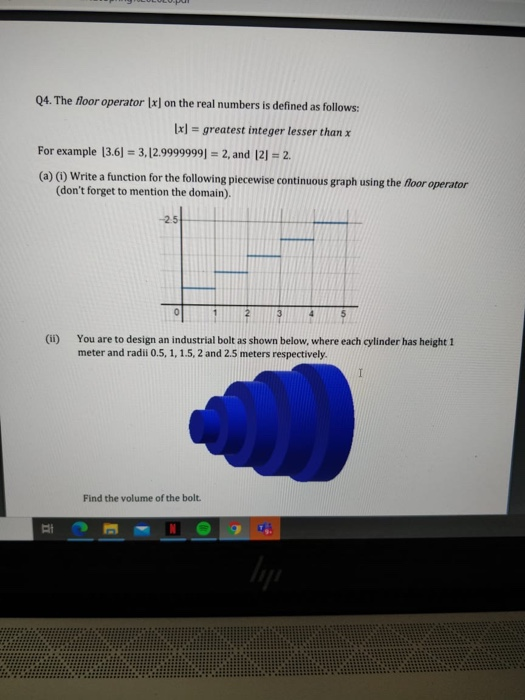 Q4. The floor operator (x) on the real numbers is | Chegg.com