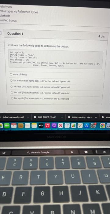 Solved alue types vs Reference Types Methods Nested Loops | Chegg.com