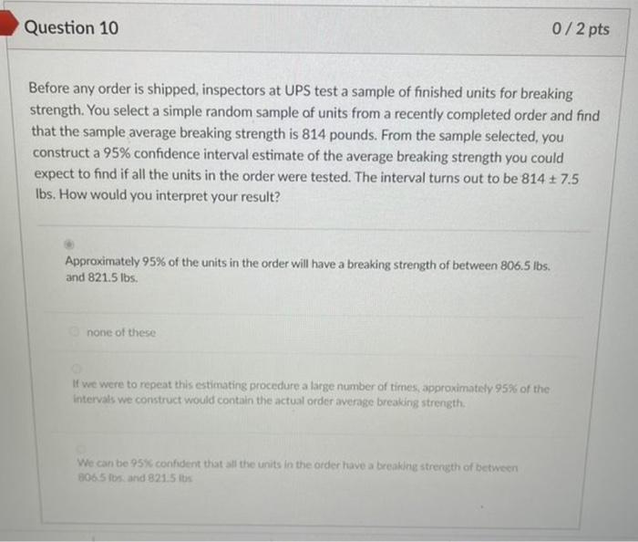 Solved Before any order is shipped, inspectors at UPS test a | Chegg.com
