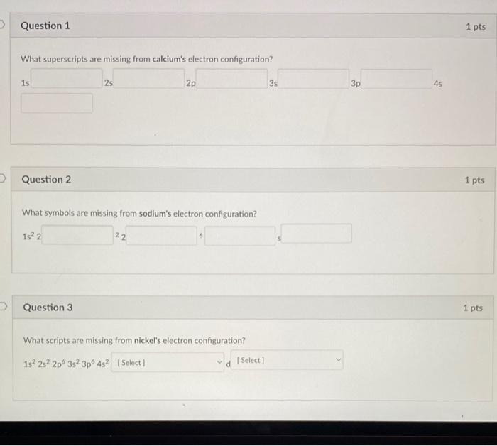 Solved What superscripts are missing from calcium's electron | Chegg.com