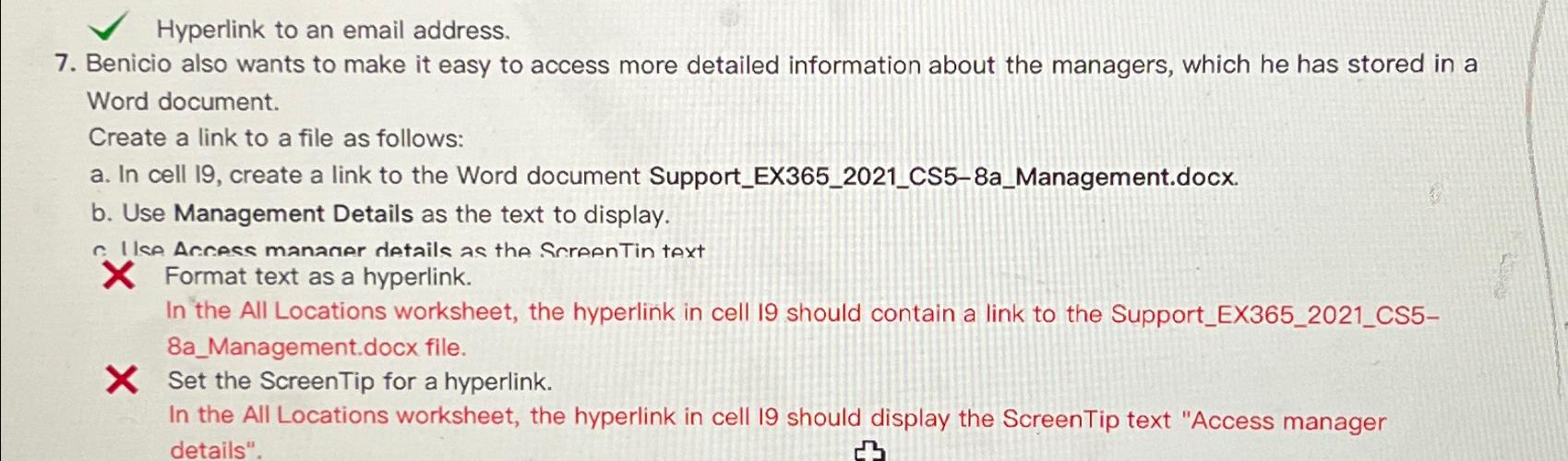 Hyperlink to an email address.7. ﻿Benicio also wants | Chegg.com