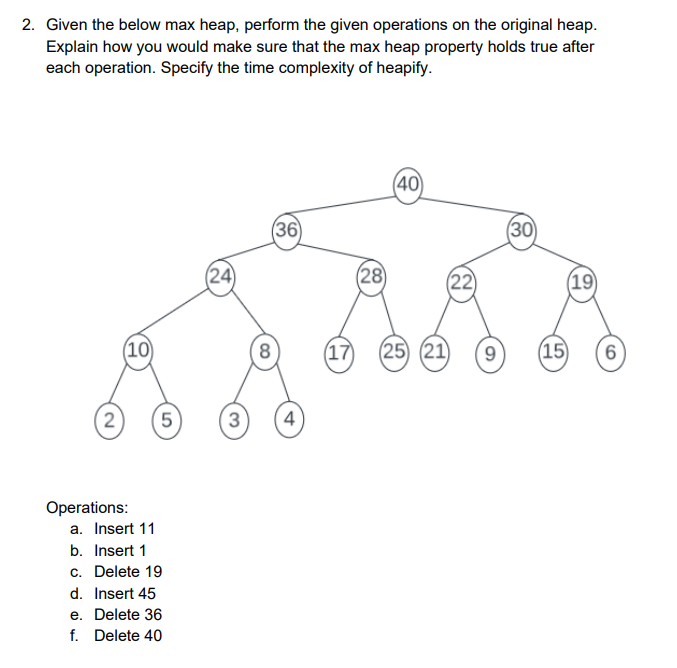 Solved Given the below max heap, perform the given | Chegg.com Solved Given the below max heap, perform the given | Chegg.com