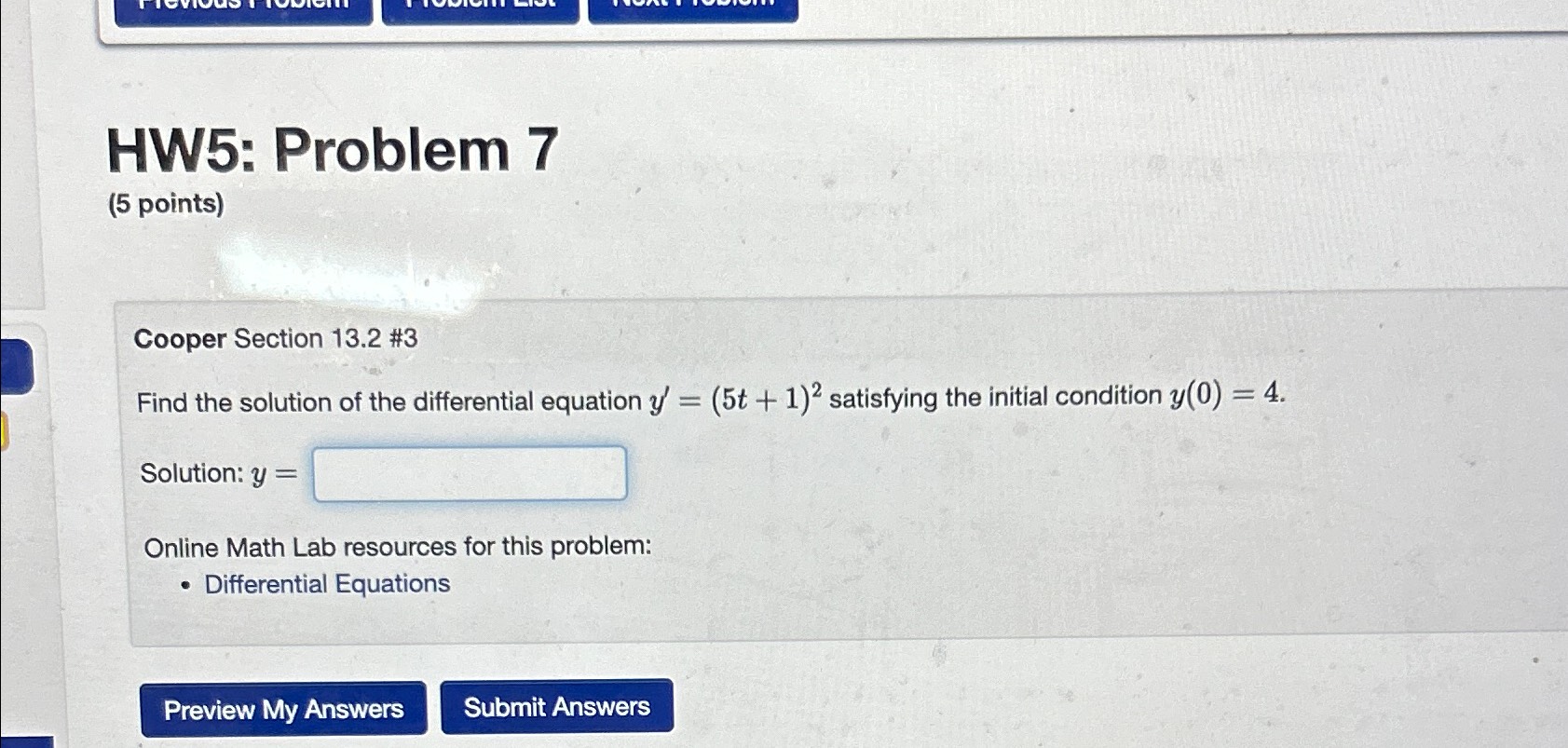 Solved HW5: Problem 7(5 ﻿points)Cooper Section 13.2 ﻿#3Find | Chegg.com