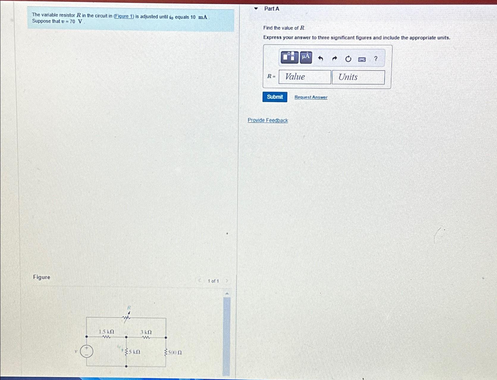 Solved The variable resistor R ﻿in the circuit in (Figure 1) | Chegg.com
