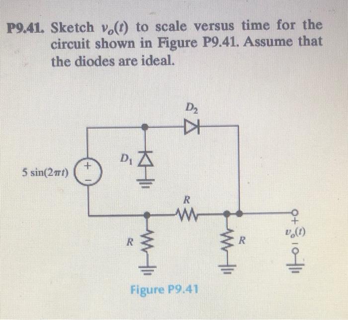 Solved p9.41. Sketch vo(t) to scale versus time for the | Chegg.com