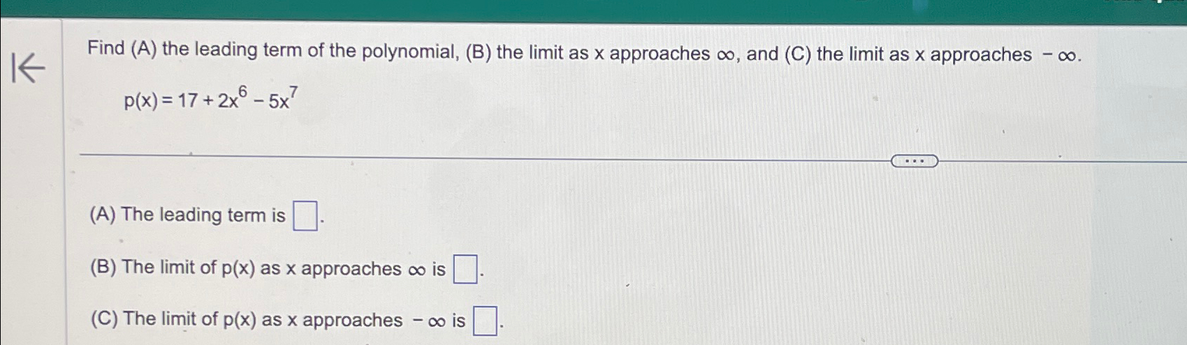 Solved Find (A) ﻿the leading term of the polynomial, (B) | Chegg.com