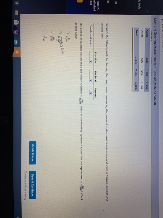 Math and Graphing Assessment with Tutorials | Chegg.com