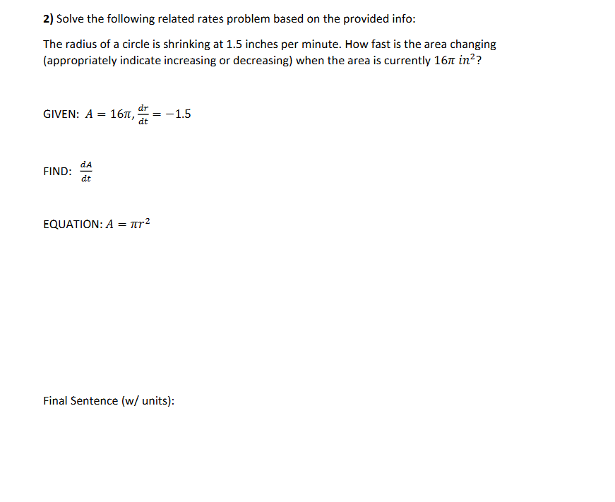 Solved Solve the following related rates problem based on | Chegg.com