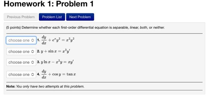 Solved (5 points) Determine whether each first-order | Chegg.com