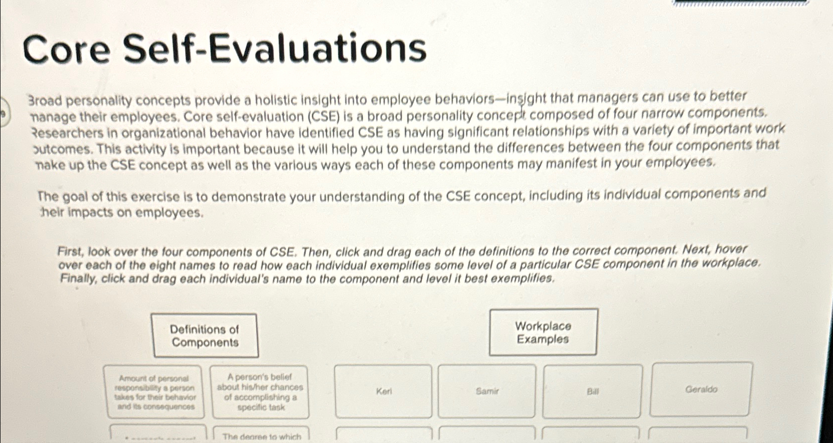 Solved Core Self-Evaluations3road personality concepts | Chegg.com