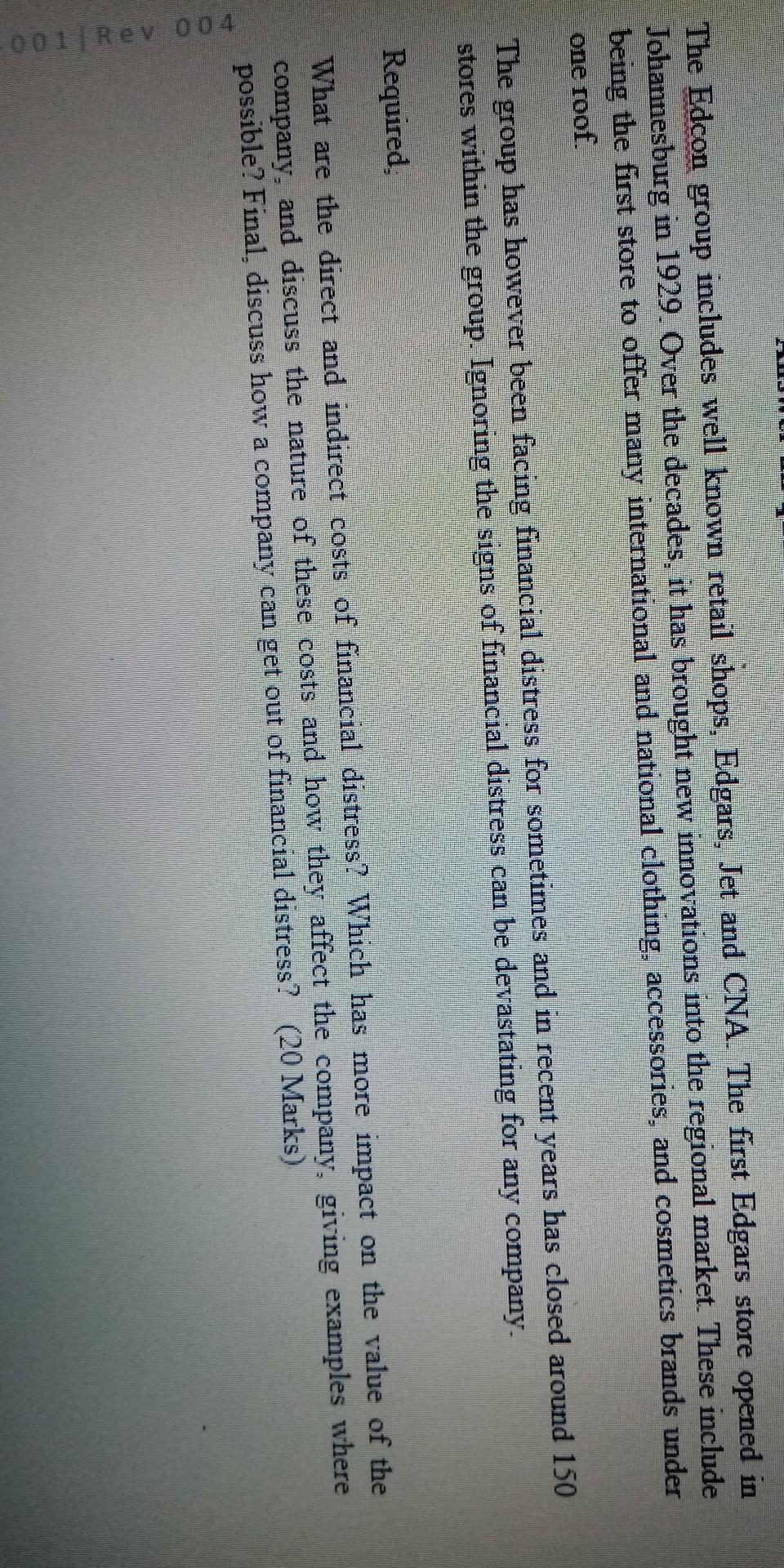 Solved am The Edcon group includes well known retail shops, | Chegg.com