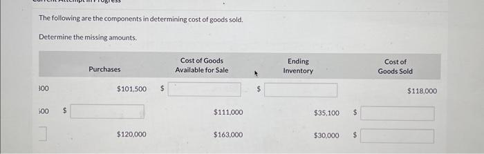 Solved The following are the components in determining cost | Chegg.com