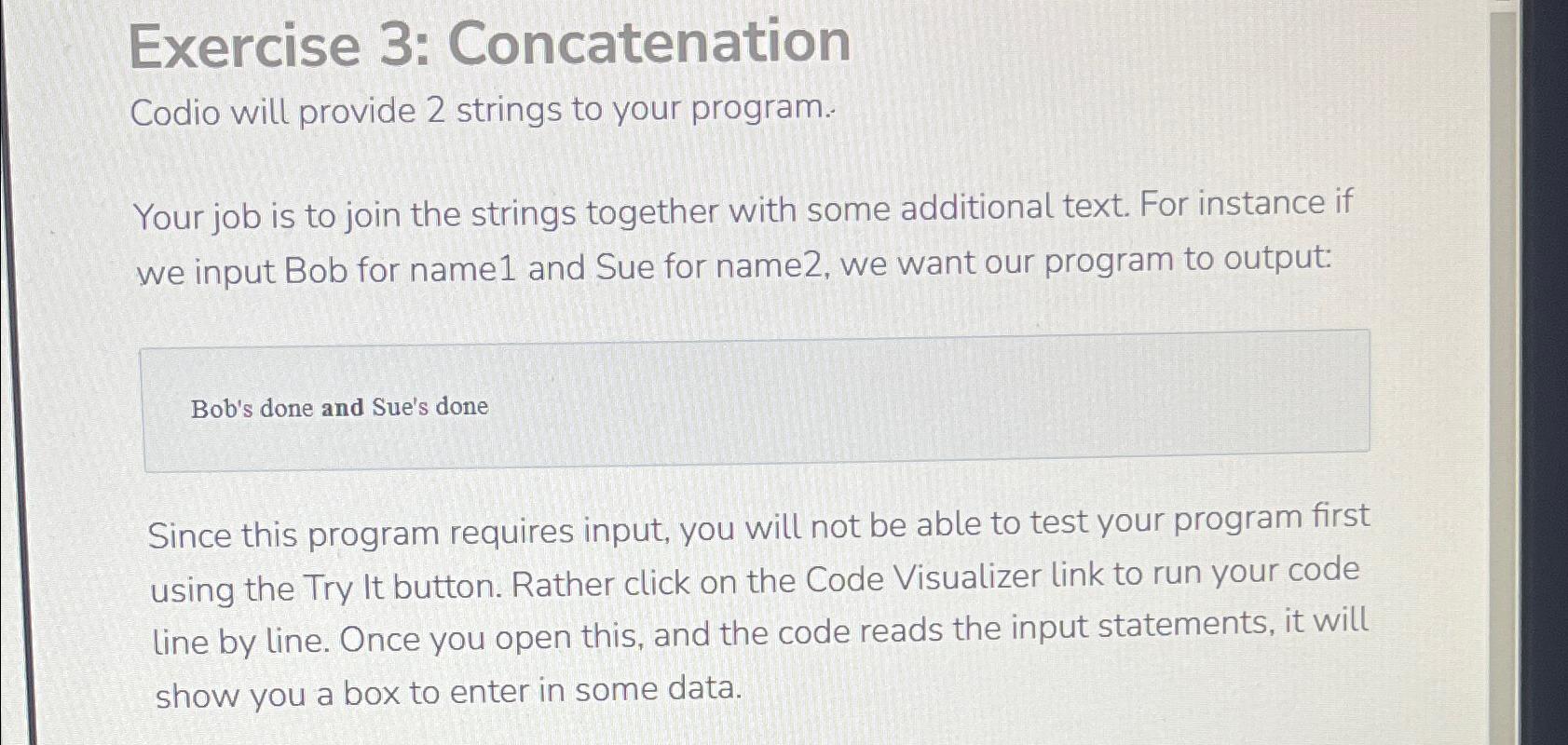 Solved Exercise 3 Concatenationcodio Will Provide 2